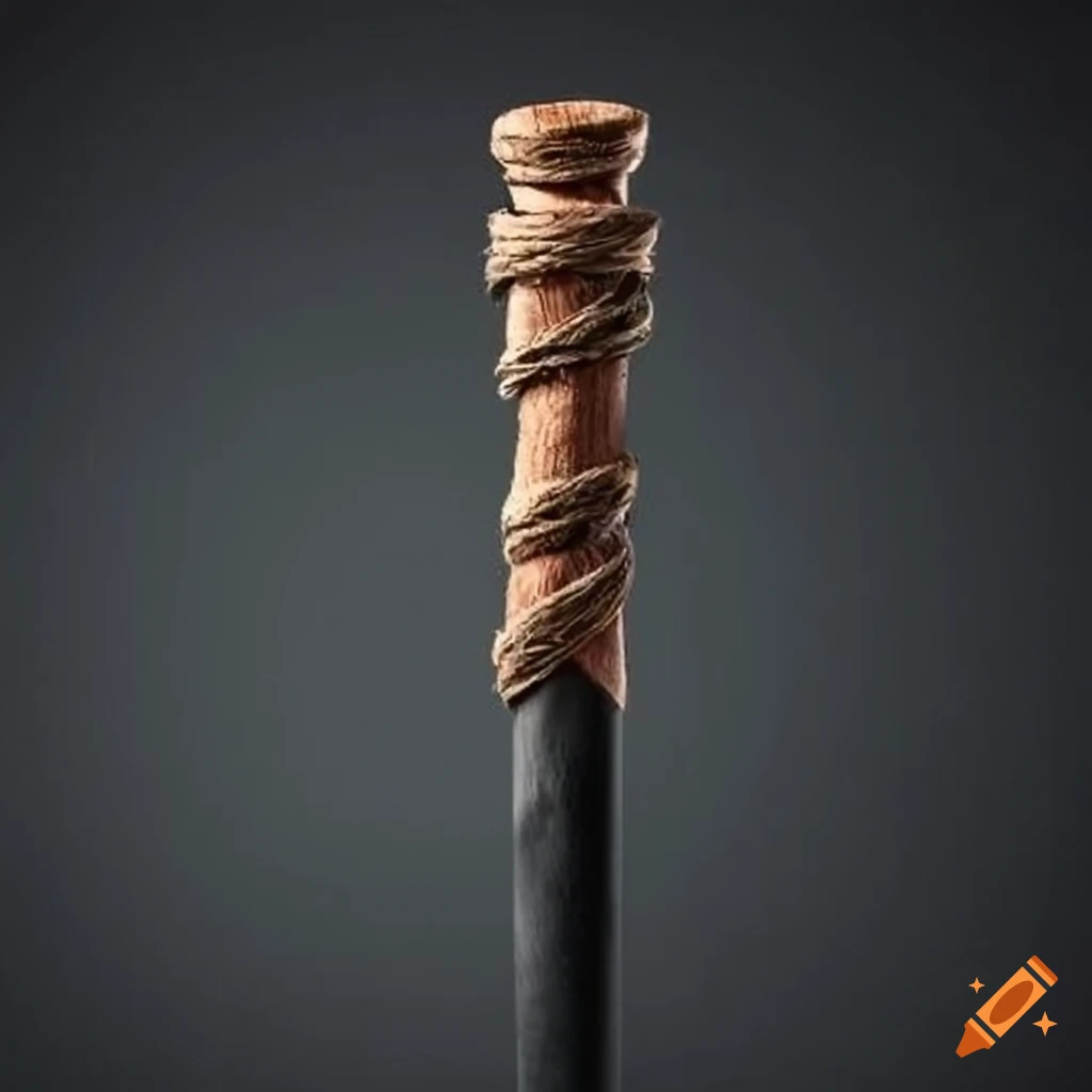 Black wooden staff with bandaged handles on Craiyon
