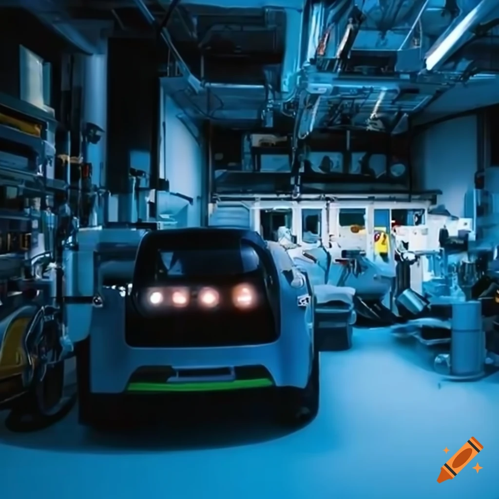 Progressive scientific lab with advanced machines and electric vehicle ...