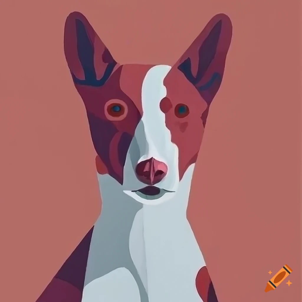 Minimalistic abstract painting resembling a spanish podenco maneto on ...