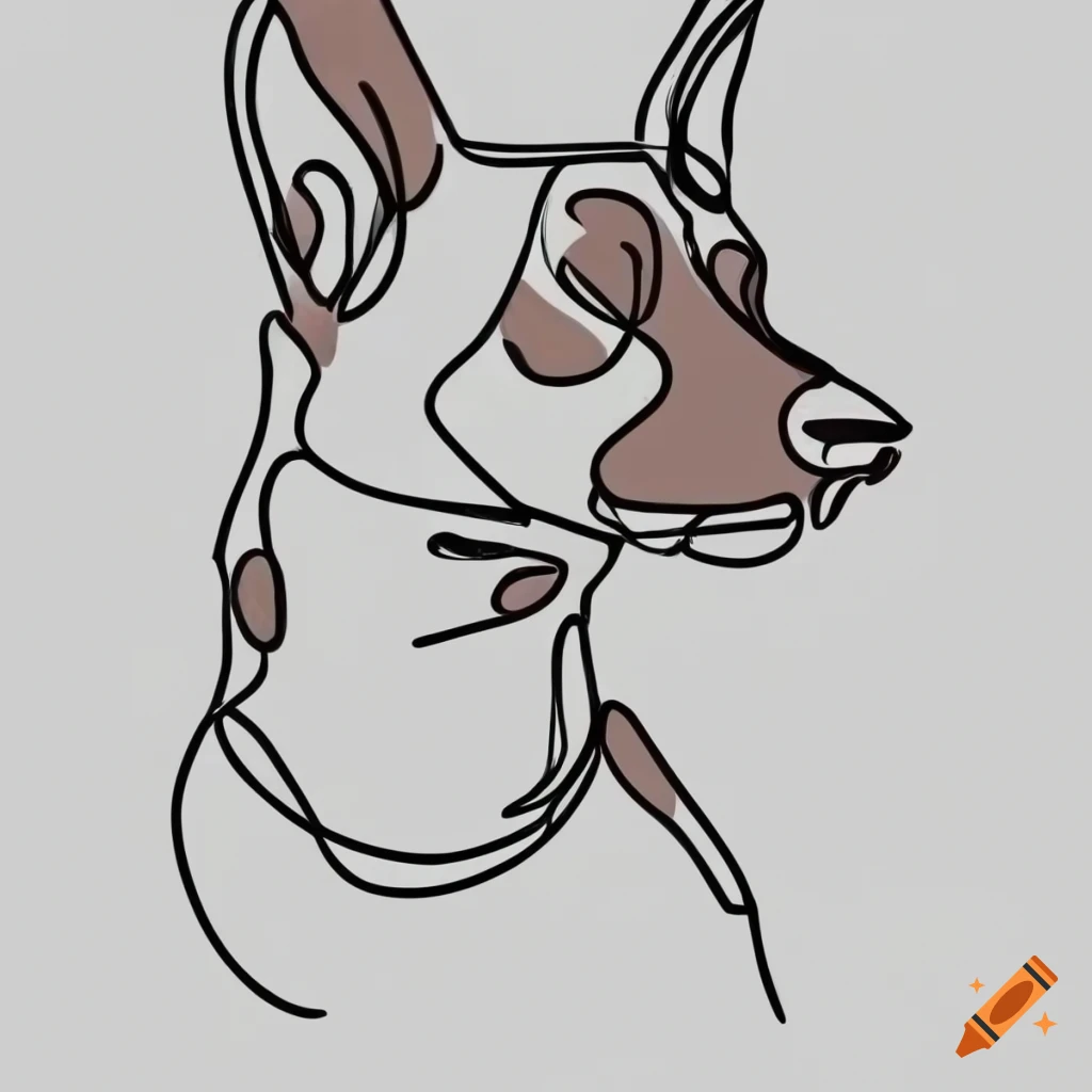 One-line art profile of spanish podenco maneto dog breed on Craiyon