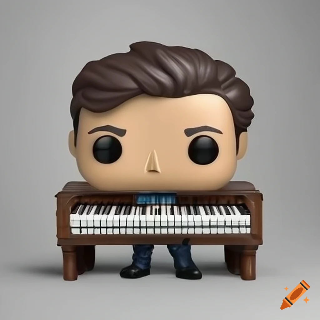Funko pop male character playing piano on Craiyon
