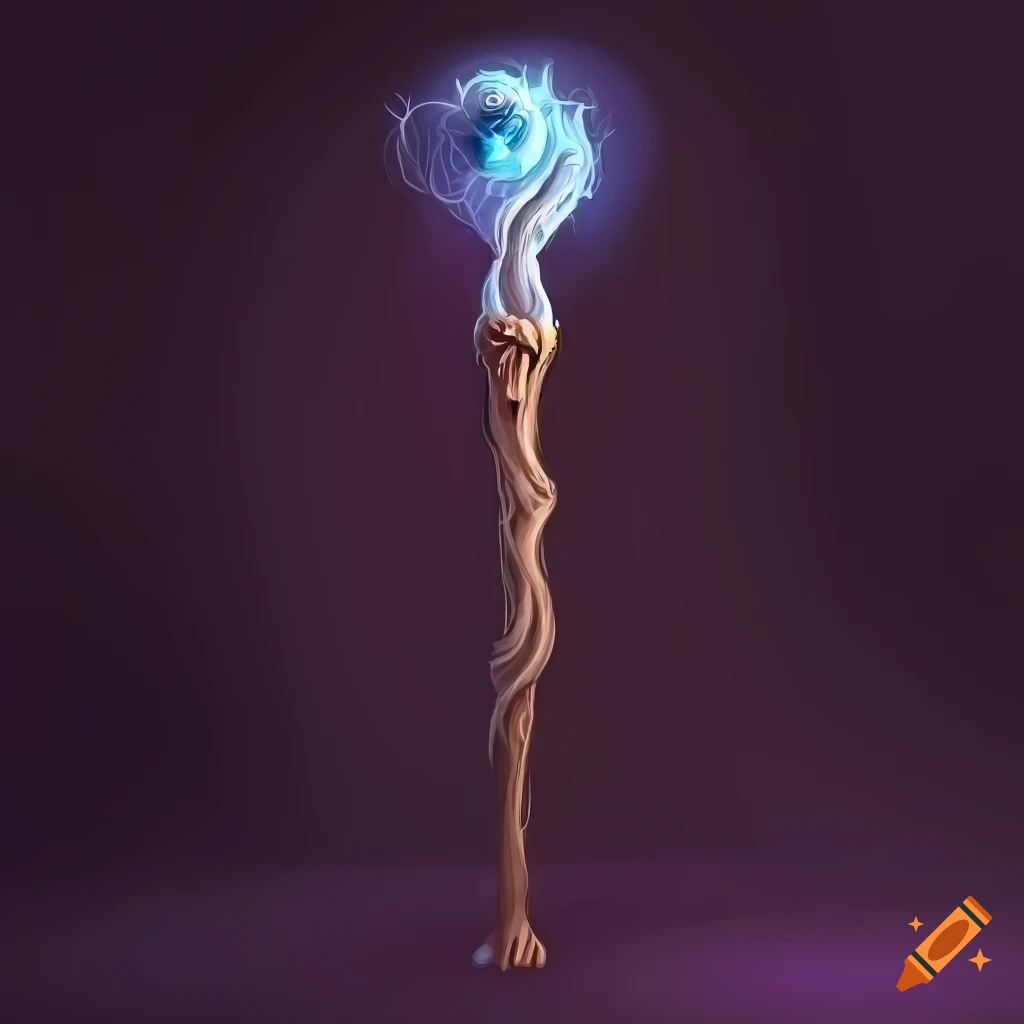 Magical wizard staff in a fantasy digital illustration on Craiyon