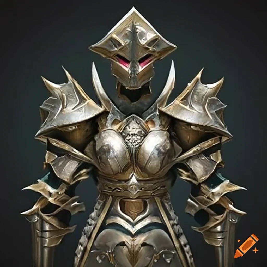 Front view of adorned magic armor on Craiyon
