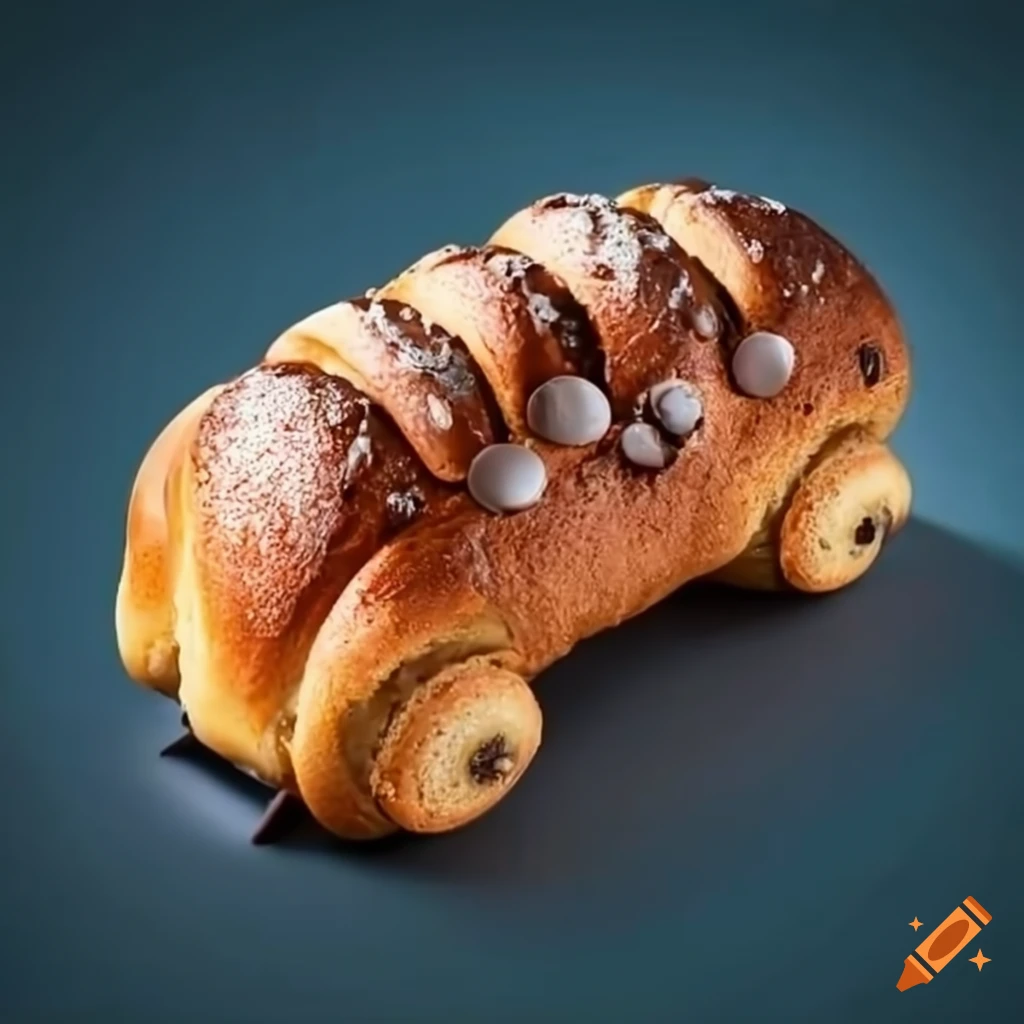 Delicious chocolate chip brioche bread in the shape of car wheels on ...