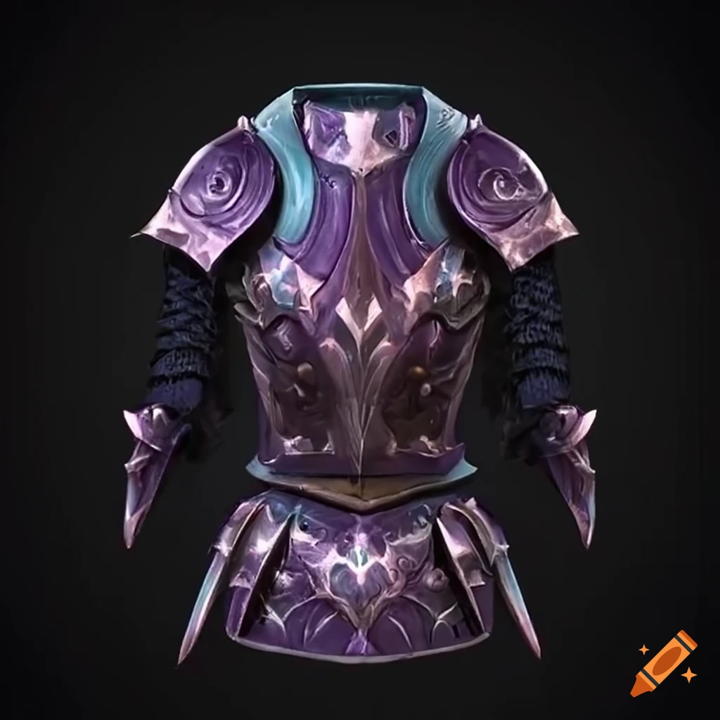 Front view of adorned magic armor on Craiyon