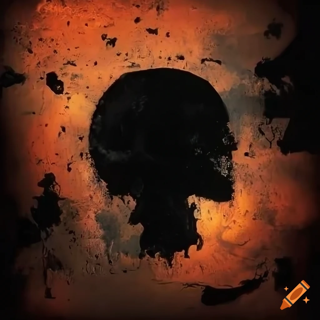 Black sunset in a deserted world depicted in an abstract painting on ...