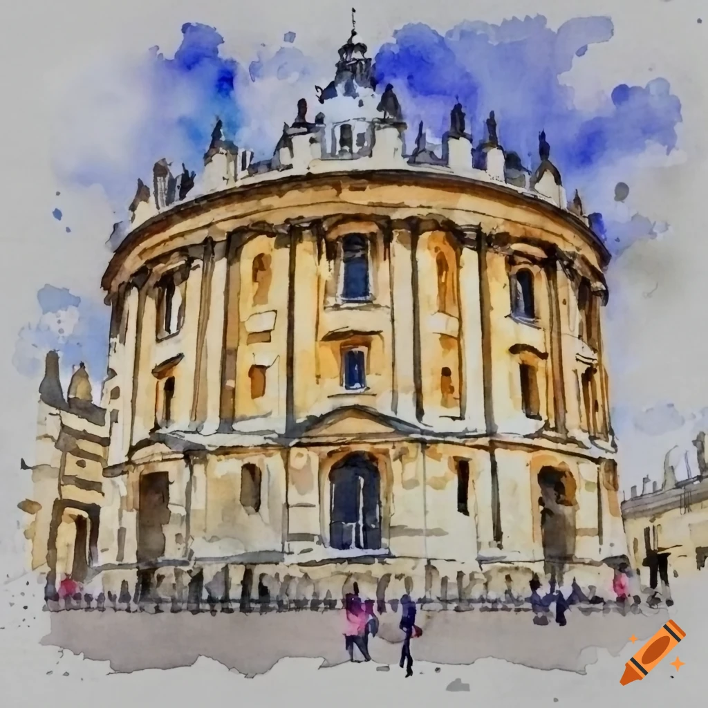 Watercolor painting of radcliffe camera in oxford on Craiyon