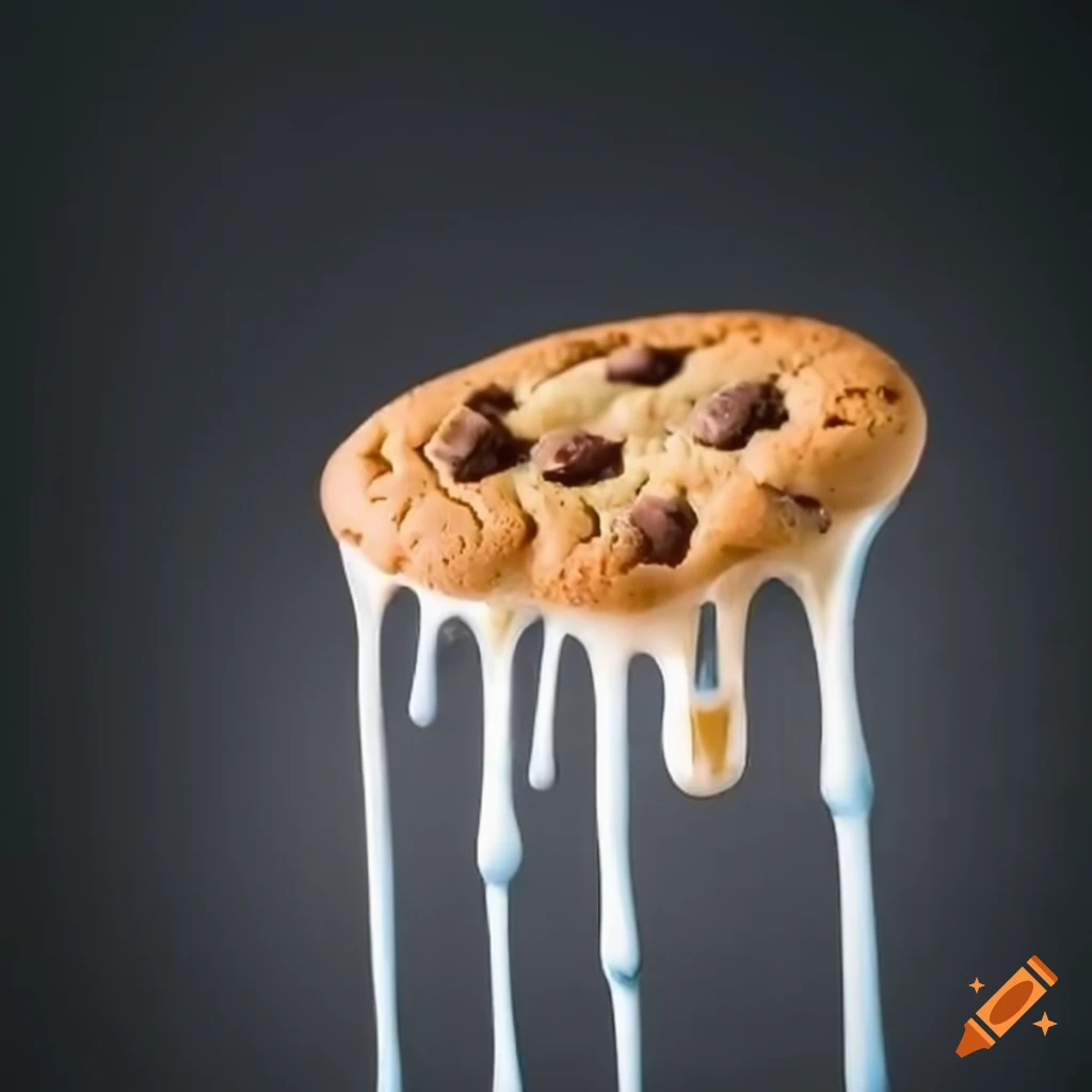 Cookie dripping with white syrup on Craiyon