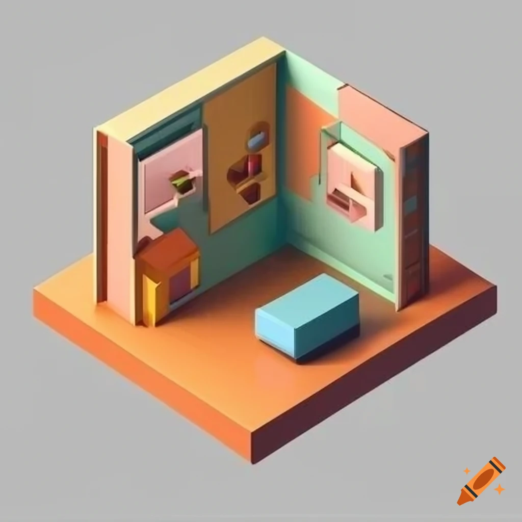 Isometric design in 3d on Craiyon