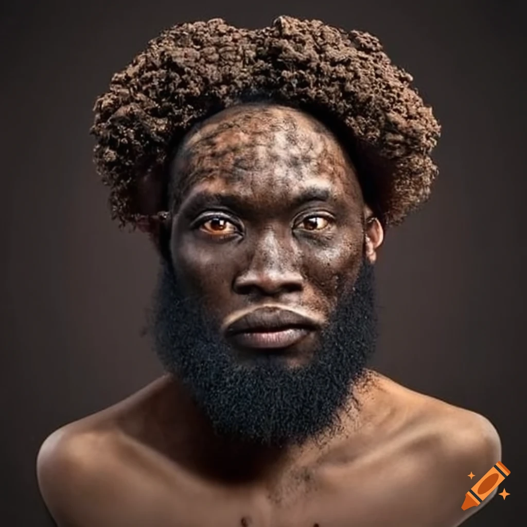Artistic depiction of a bearded man made from soil on Craiyon