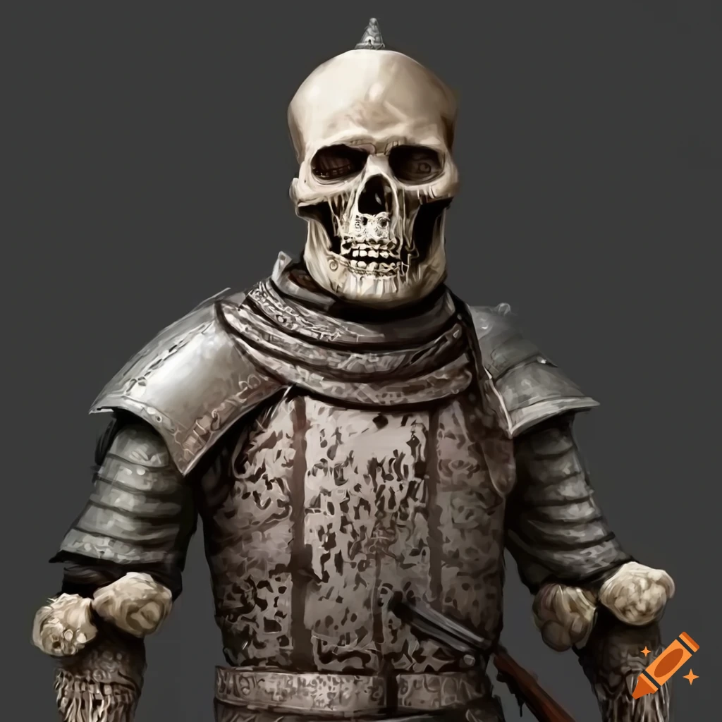 Realistic fantasy medieval skeletal soldier on Craiyon