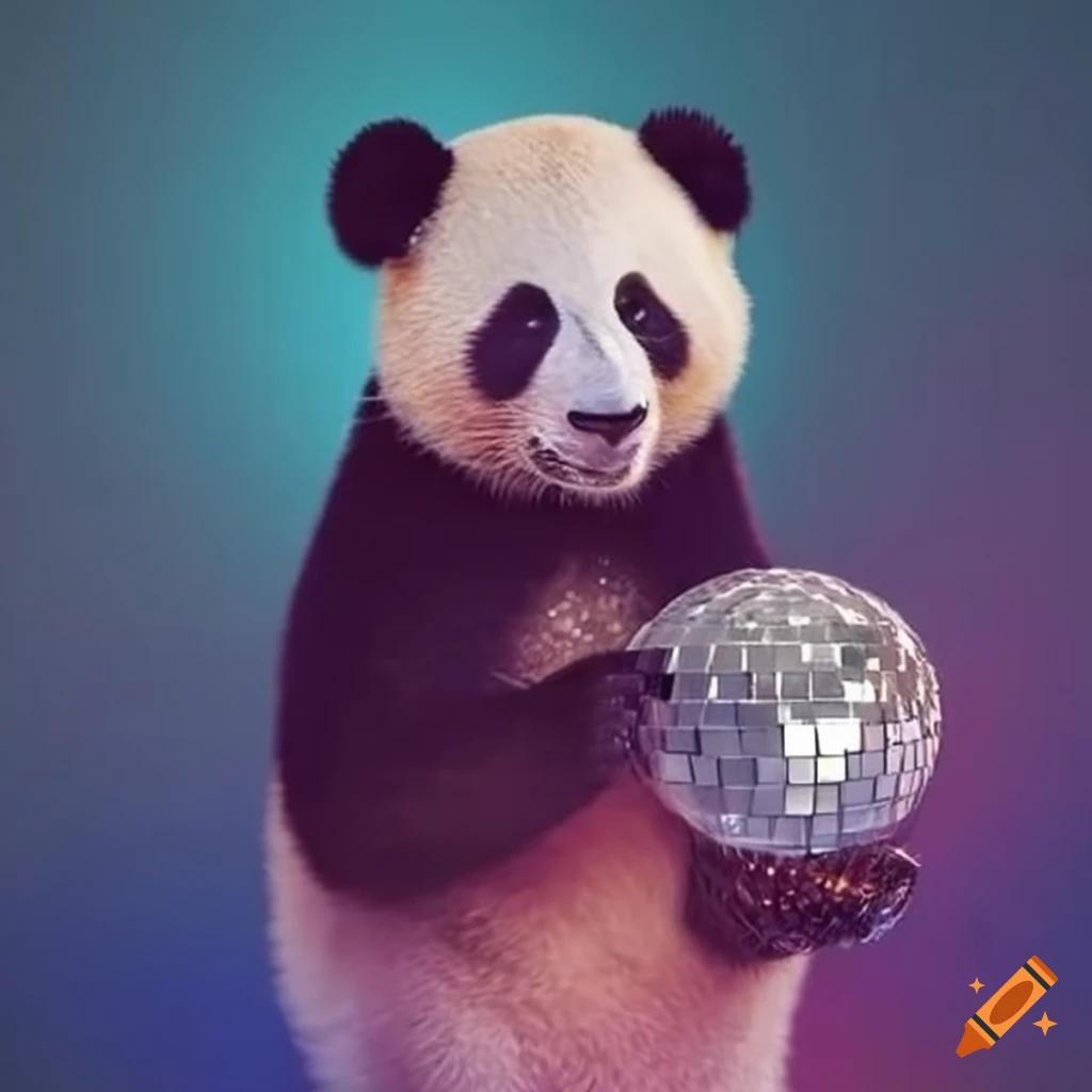 Panda disco party under a disco ball on Craiyon