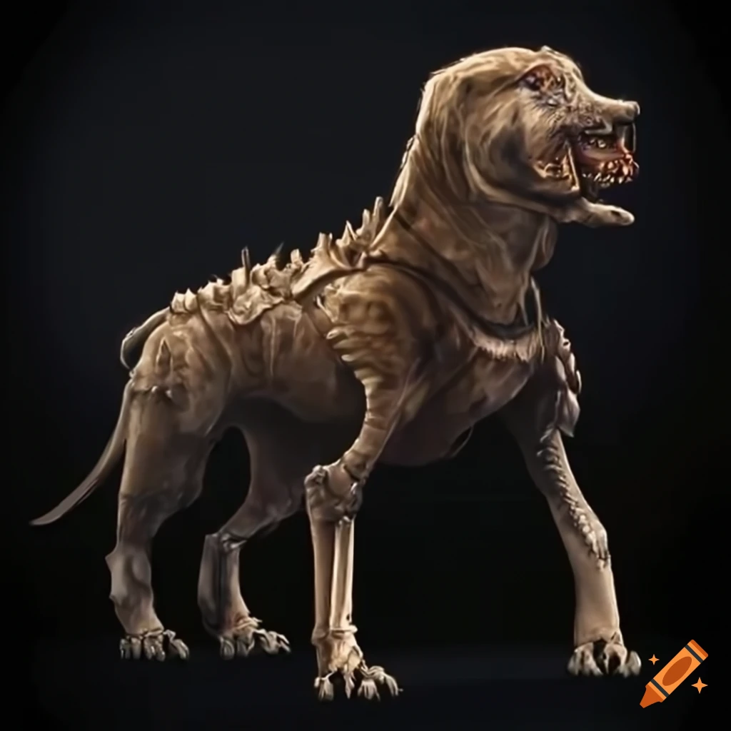 Realistic fantasy skeletal war dog on Craiyon