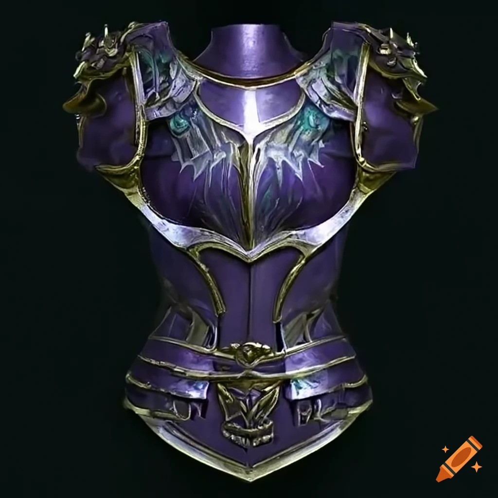 Front view of adorned magic armor on Craiyon