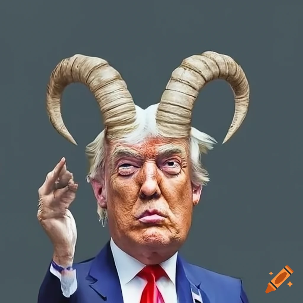 Satirical representation of Donald Trump as a goat on Craiyon