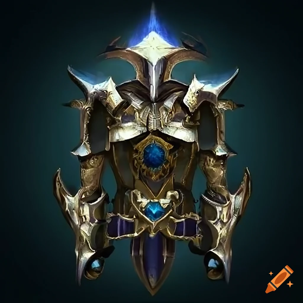 Front view of adorned magic armor on Craiyon