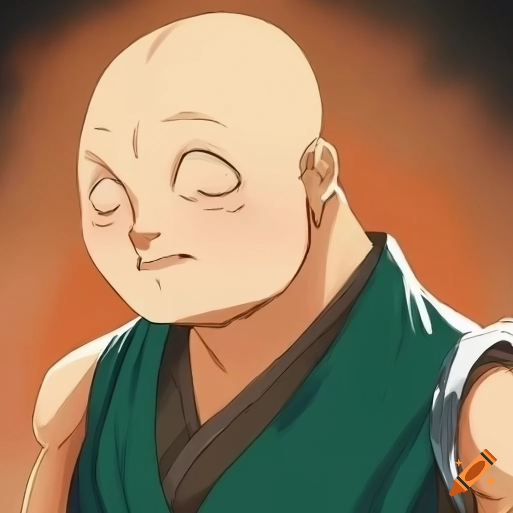 Humble bald monk in anime style on Craiyon
