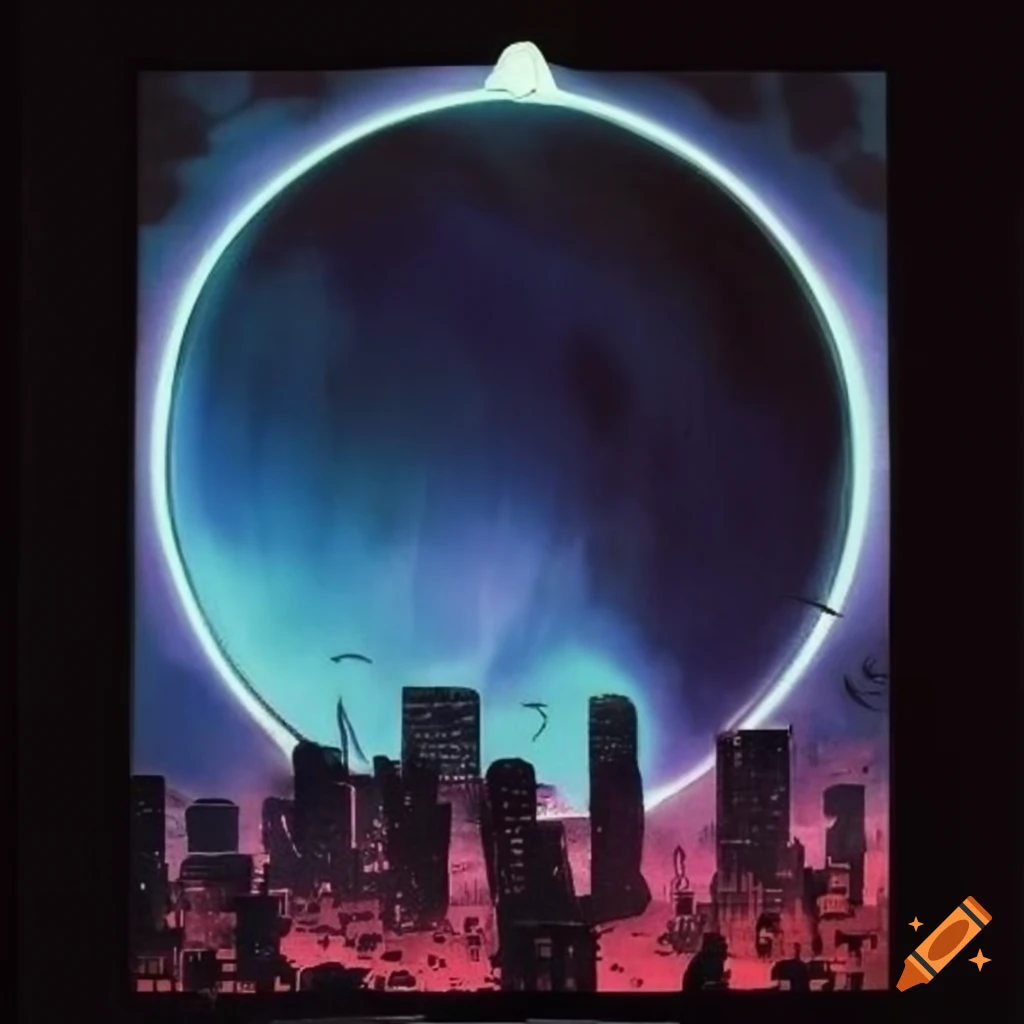 Lo-fi fantasy movie poster for midnight city by chiho aoshima on Craiyon