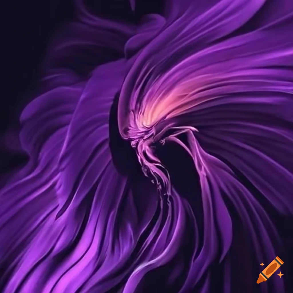 Purple phoenix with intense fiery aura on Craiyon