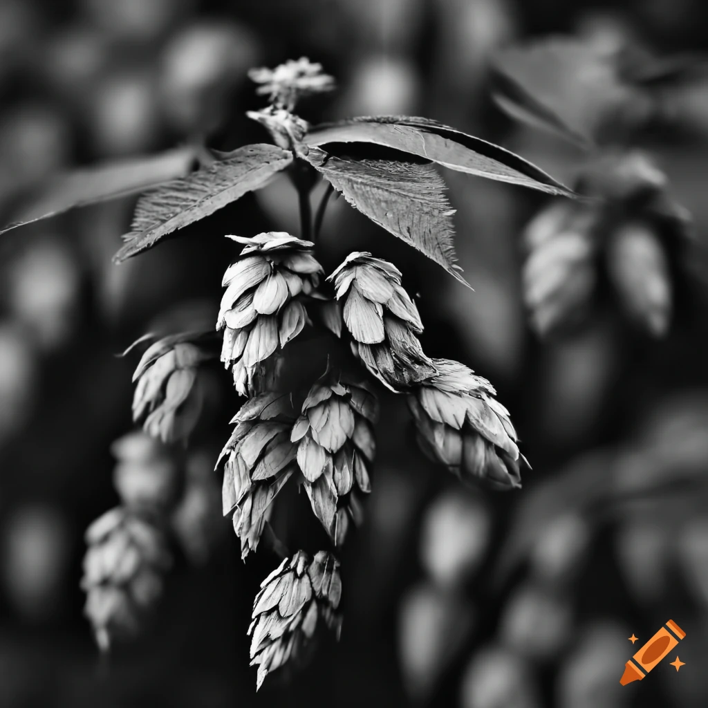 Striking black and white pattern of hops fields on Craiyon