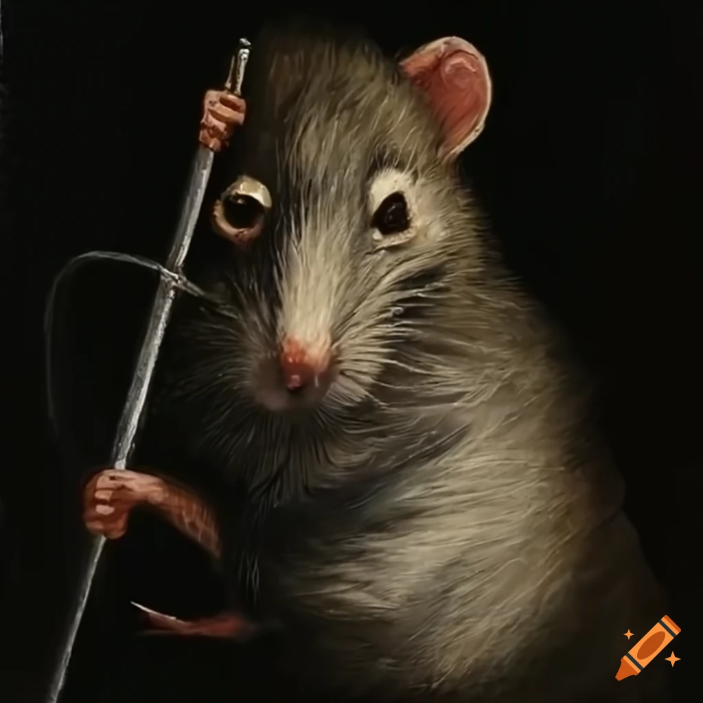 Rat with a katana and crucifix accessory on Craiyon