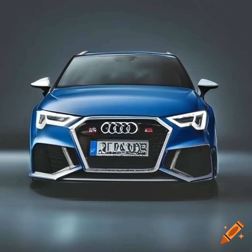 Dark frosted blue audi rs3 with silver wheels on Craiyon