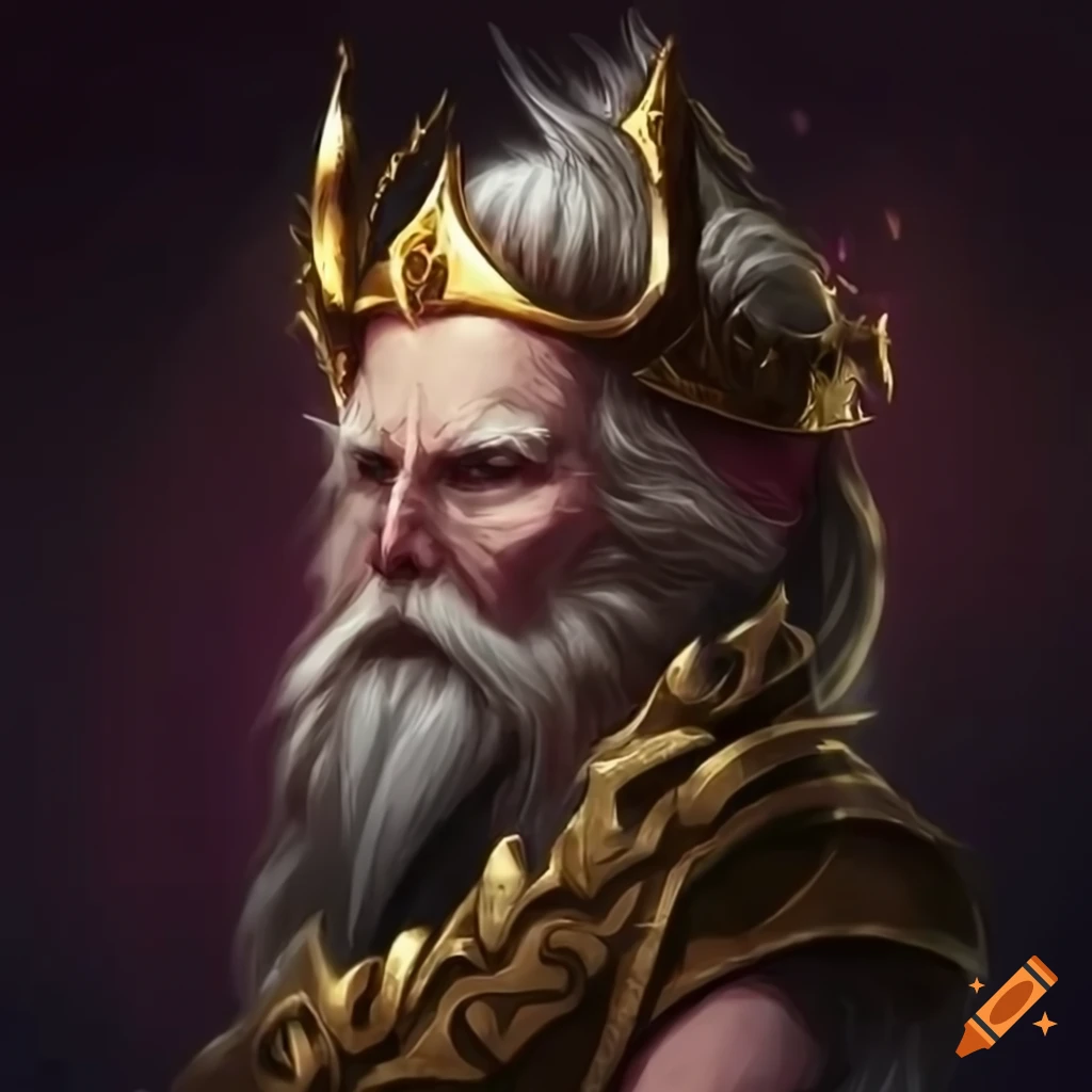 Side profile of odin all-father wearing a crown on Craiyon