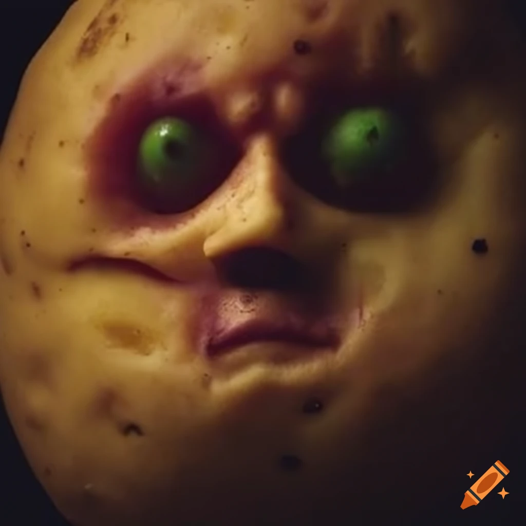 Potato with a creepy blank face on Craiyon
