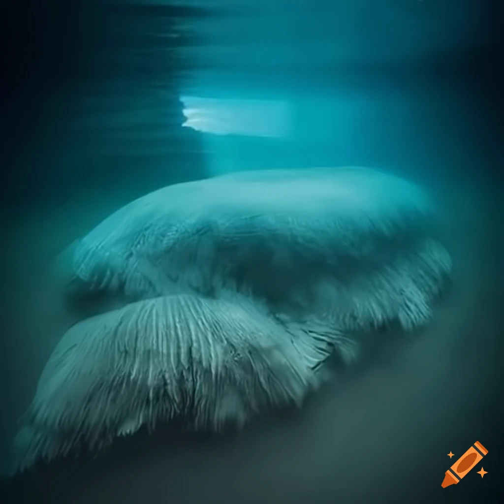 Underwater mammoth with thick fur in the icy North Sea on Craiyon