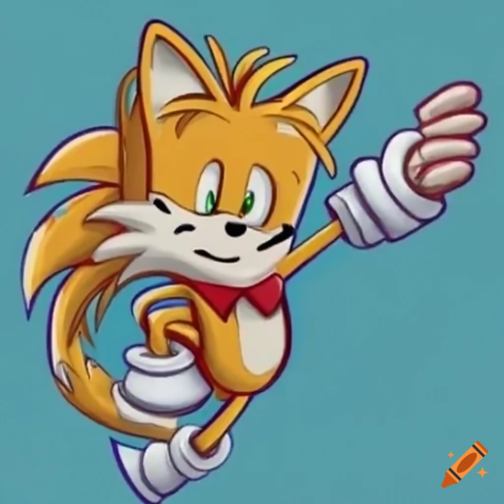 Tails from sonic the hedgehog flying towards rings in a dramatic scene ...