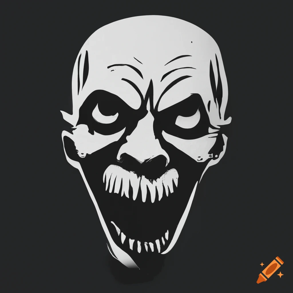 Scary face silhouette stencil on Craiyon