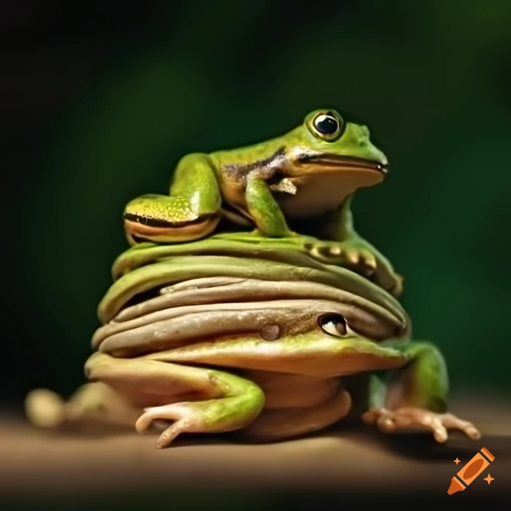 Stack of bull frogs on Craiyon