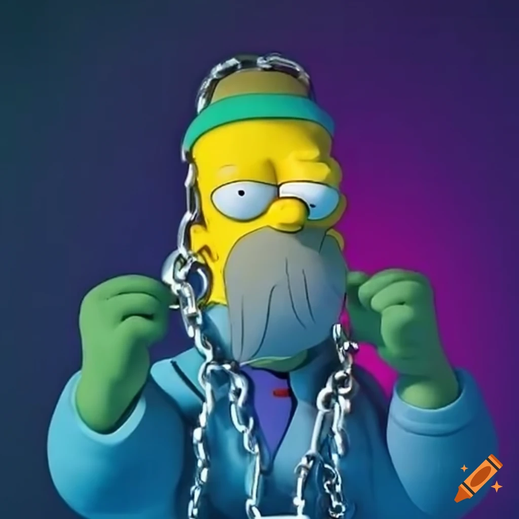 Homer simpson making glass chains for 4/20 on Craiyon