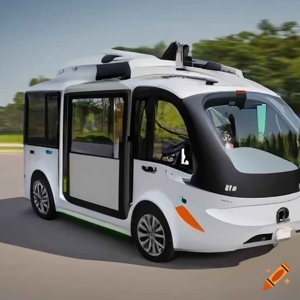 Autonomous shuttle in virtual reality road environment on Craiyon