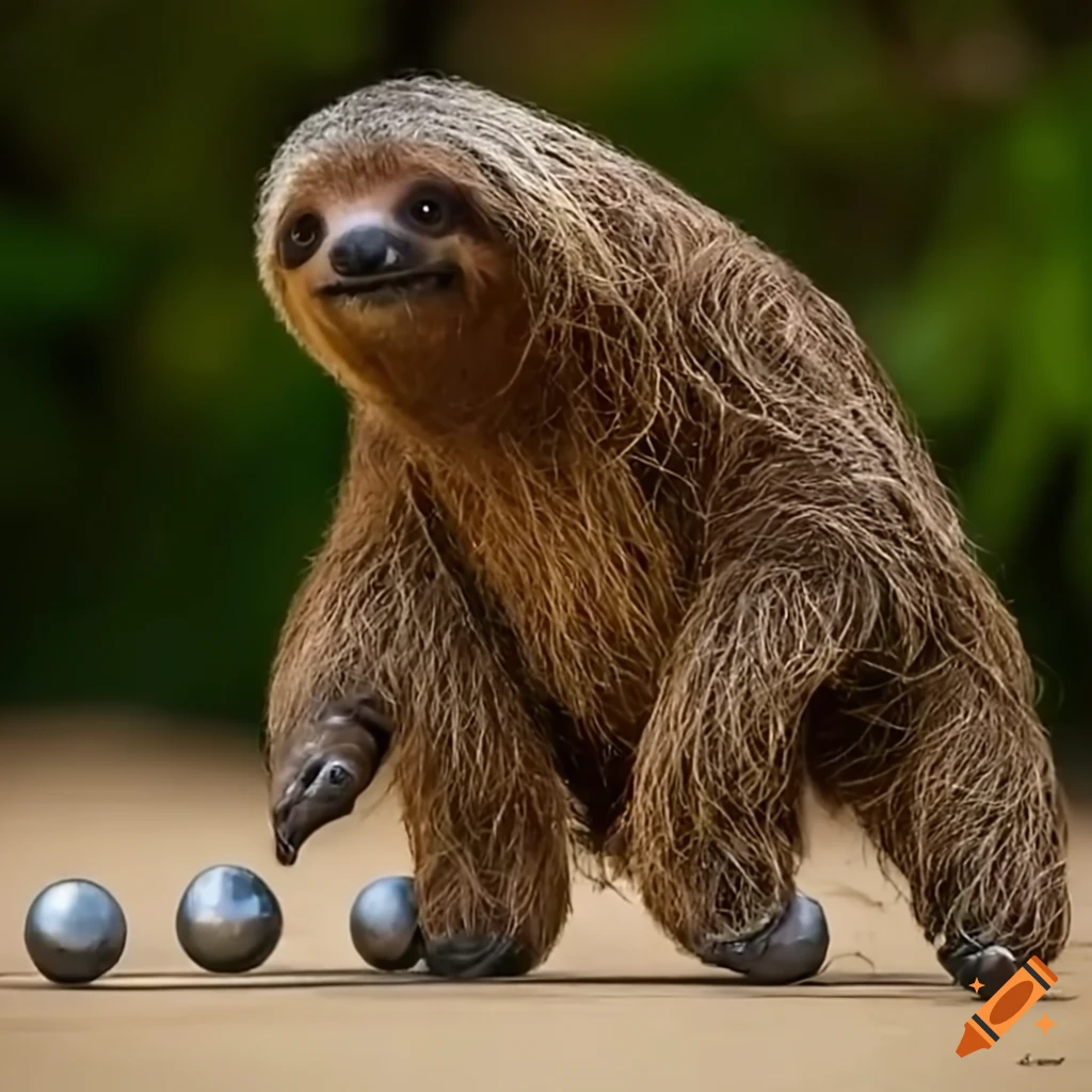 Sloth playing petanque on Craiyon