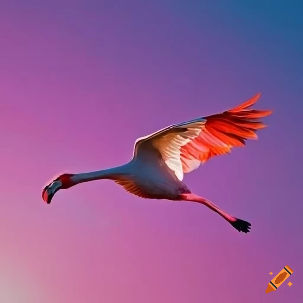 Flying flamingo on Craiyon