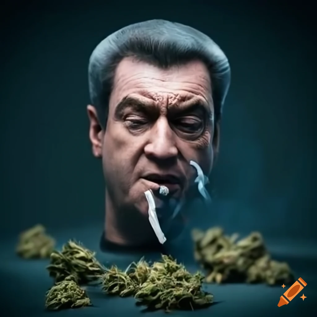 Markus Söder smoking weed in a high-quality detailed image on Craiyon