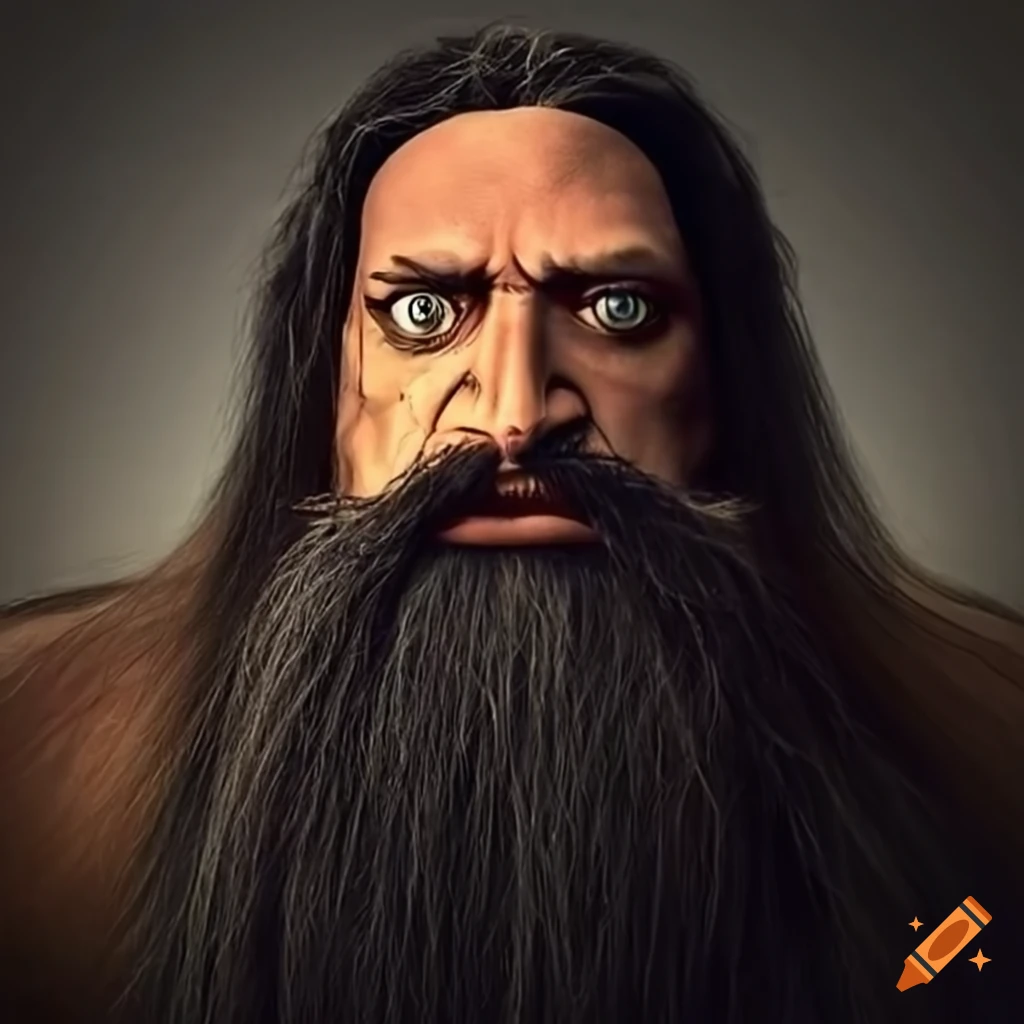 Tall giant human with a long beard on Craiyon