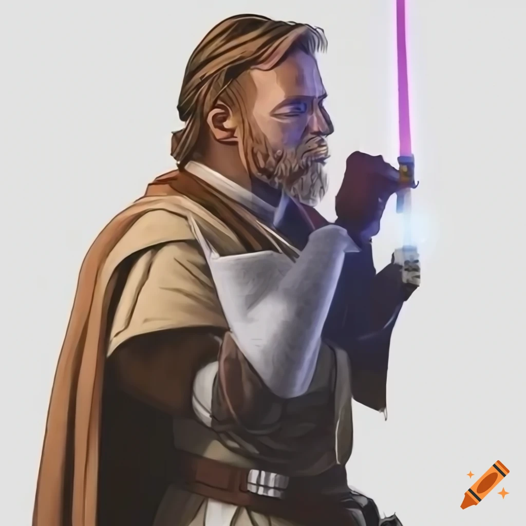 Epic battle between obi wan kenobi and miyamoto musashi with glowing ...