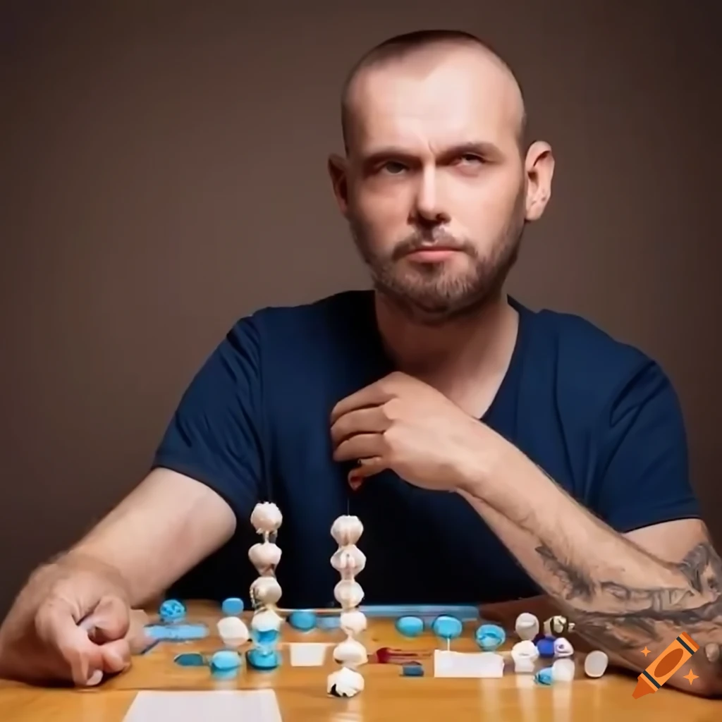 Man with receding hairline sitting at table after losing board game on ...
