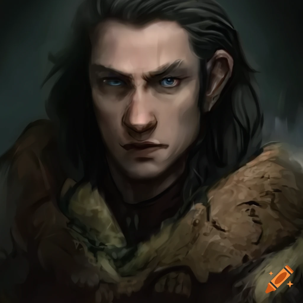 Hobbit fighter with black hair on Craiyon