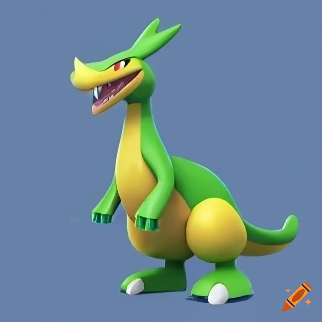 Kangaroo-like pokemon with a crocodile head and arms in 3d style on Craiyon