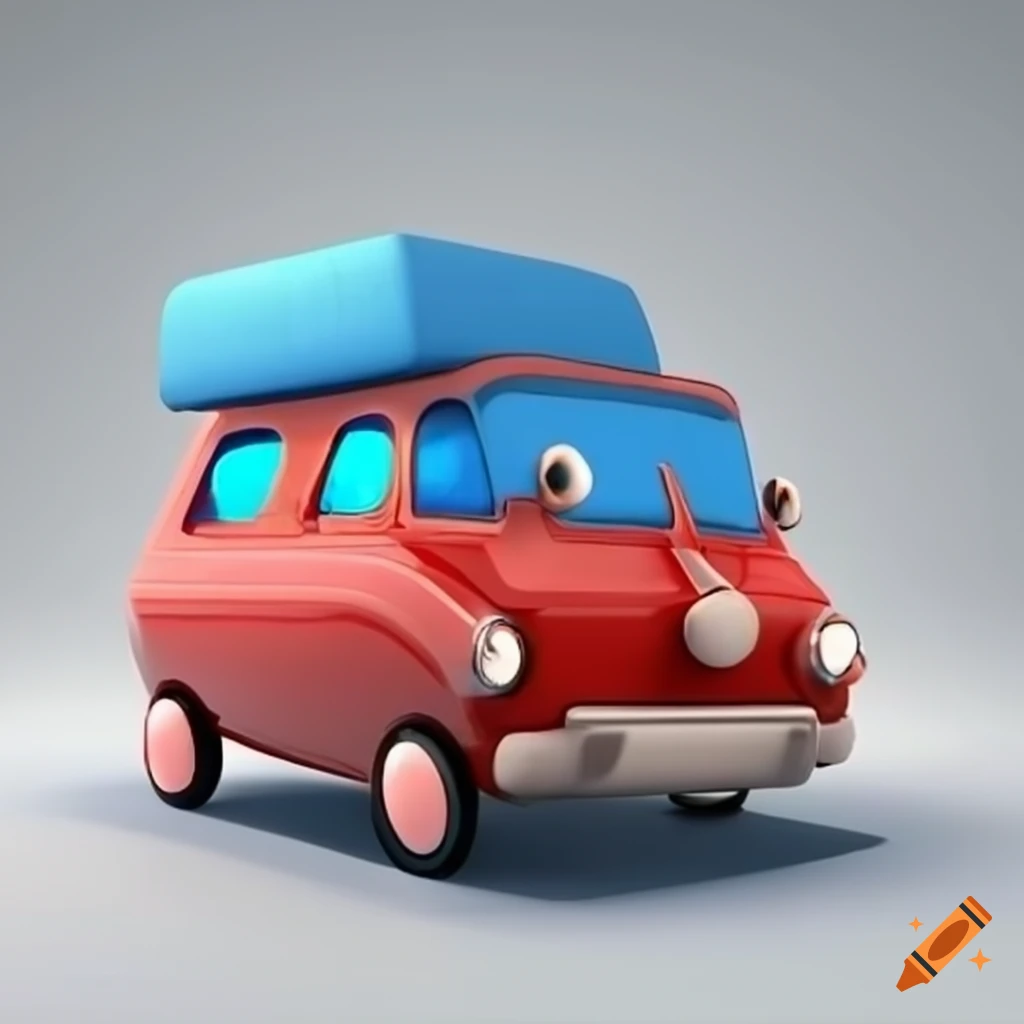 Detailed cartoon 3D van shaped like a mouse on Craiyon