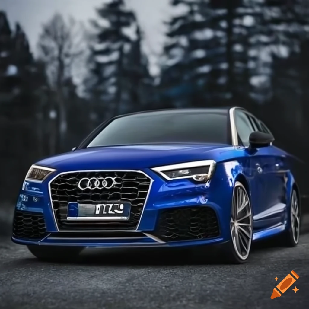 Matt dunkelblau audi rs3 with chrome wheels on Craiyon