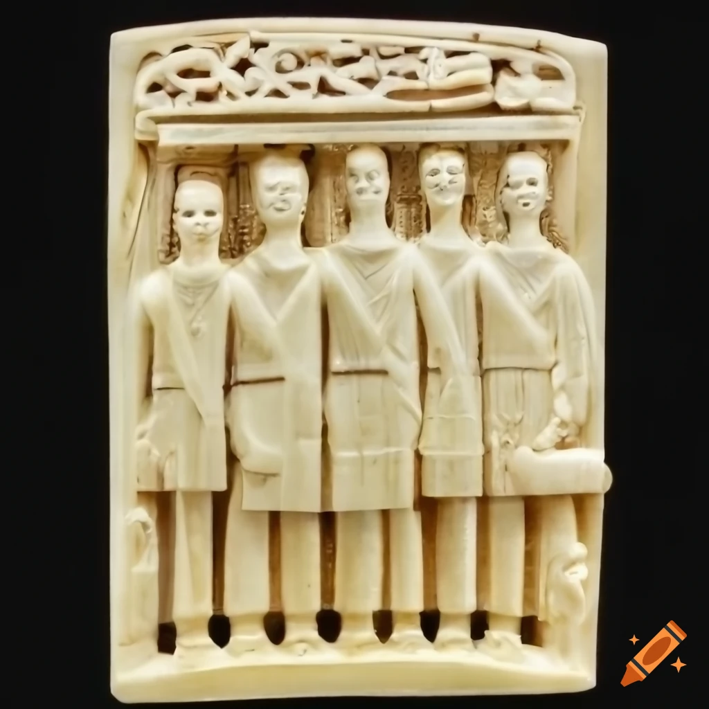Intricate ivory carving of kraftwerk's man machine on Craiyon