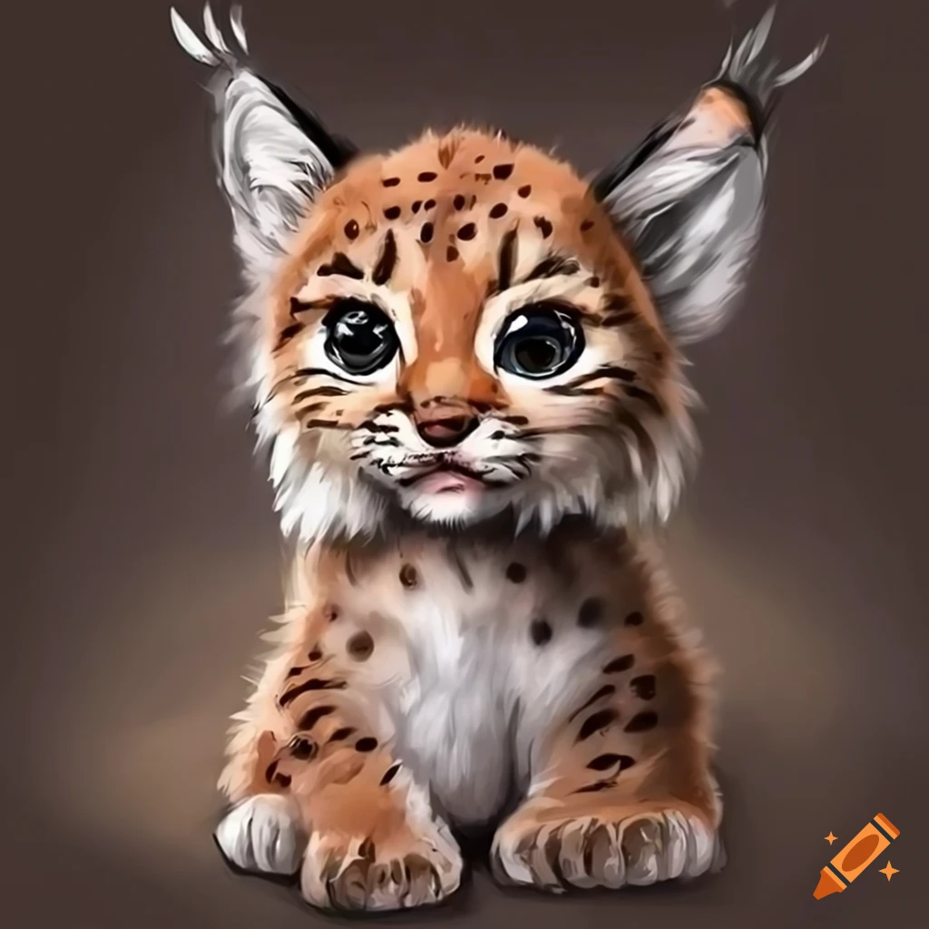 Cute realistic comic art of a baby lynx on Craiyon