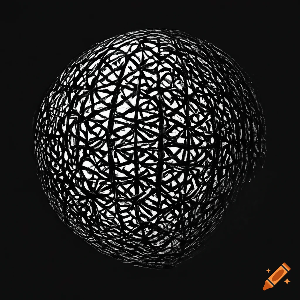 Black and white doodle with random geometric pattern on Craiyon