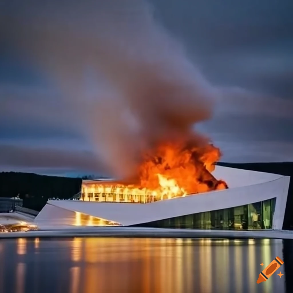 Oslo opera house on fire on Craiyon