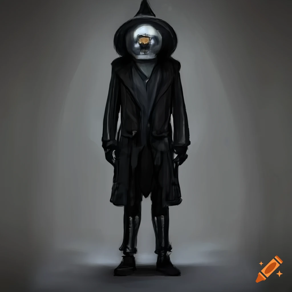 Mysteriously sinister banker in an antique space suit with snail ...