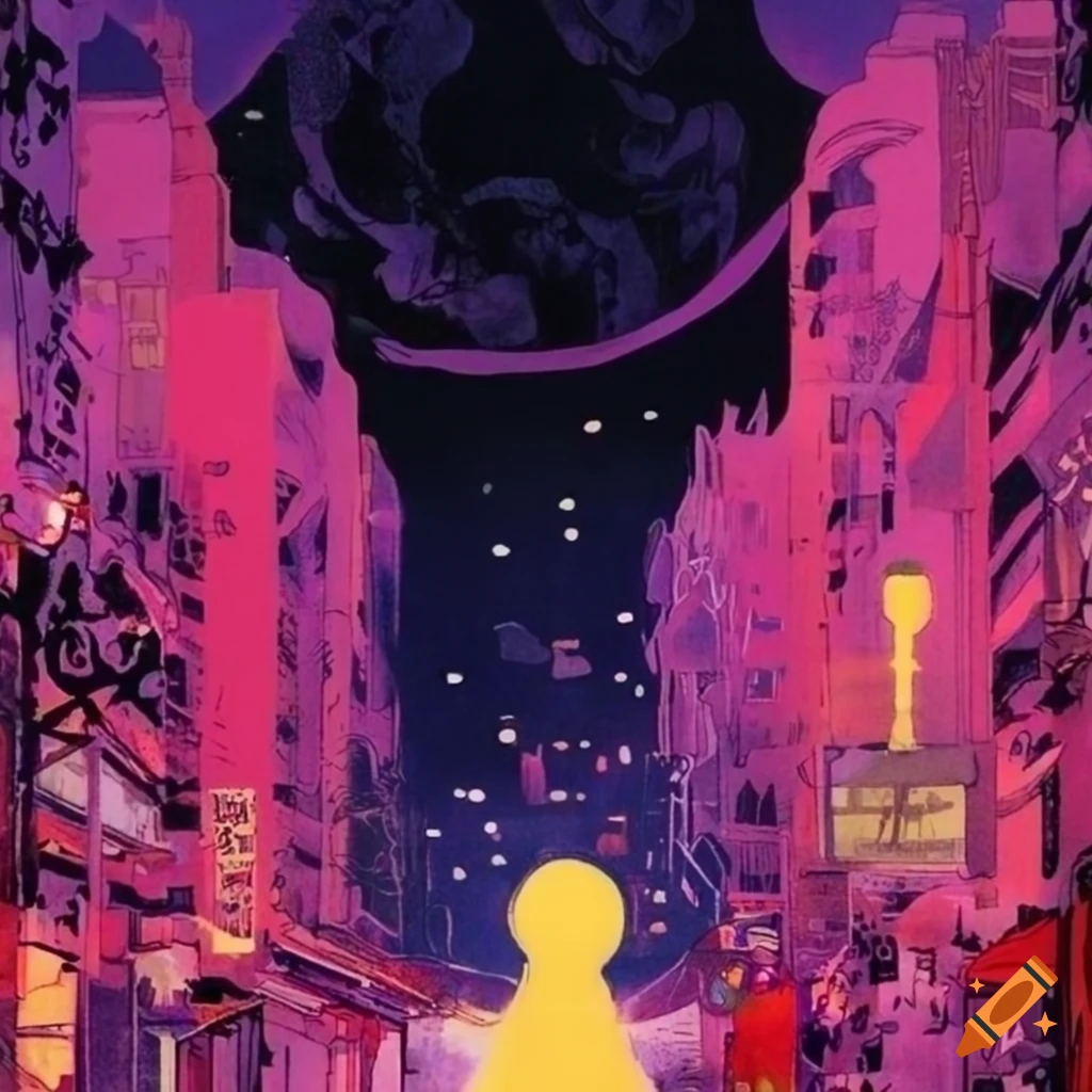Lo-fi fantasy movie poster for Midnight City by Chiho Aoshima on Craiyon